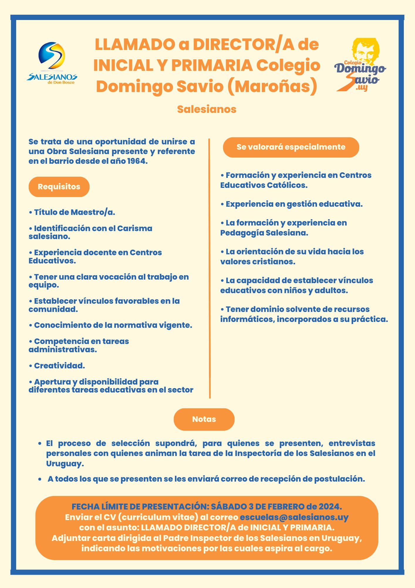 Dir. Inicial y Primaria – Colegio Domingo Savio – AUDEC